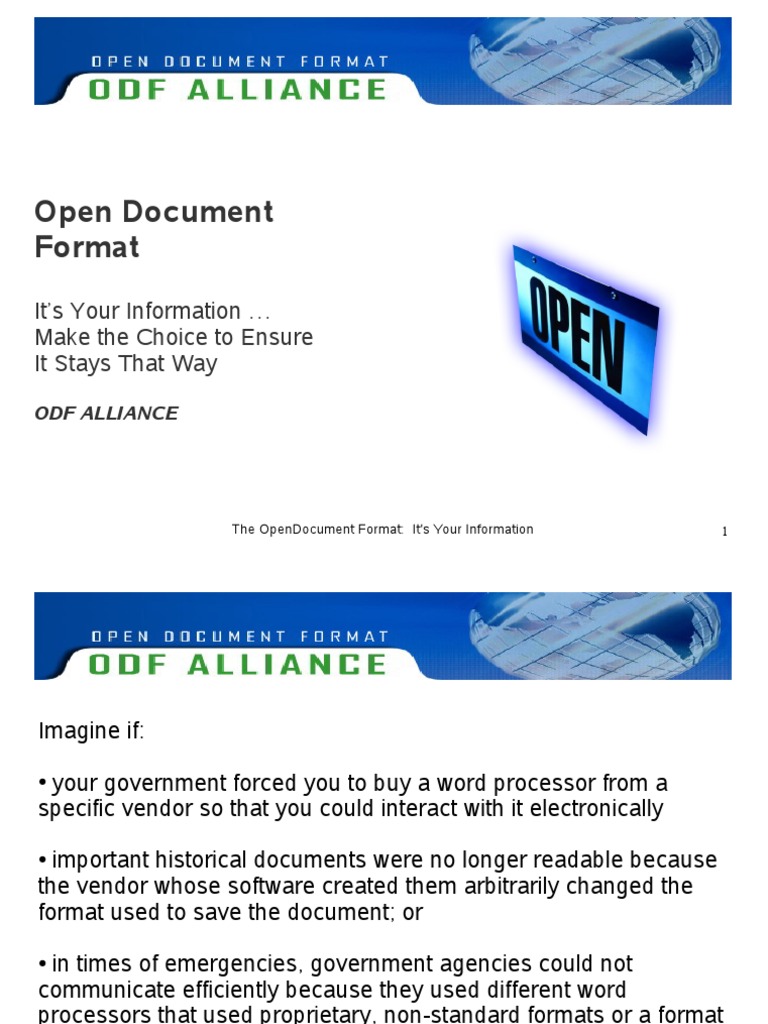 Open Document Format: It's Your Information Make The Choice To Ensure ...