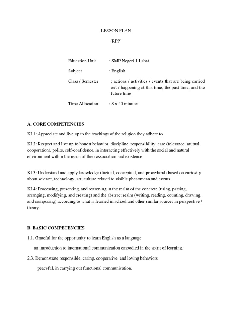 LESSON PLAN-Ria Maradha | PDF | Time | Linguistics