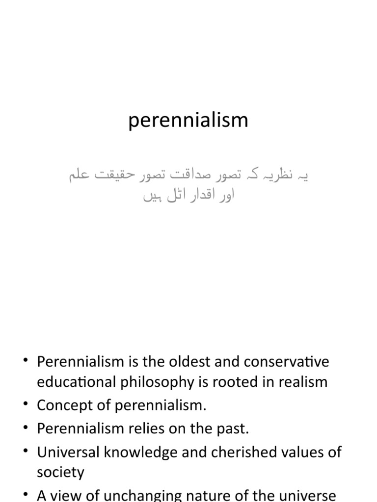 8 Perennialism | PDF | Philosophy Of Education | Teachers