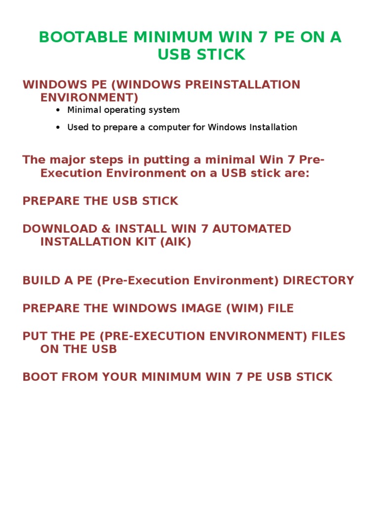 Bootable Minimum Win 7 Pe On A Usb Stick | PDF | Booting | Command Line ...