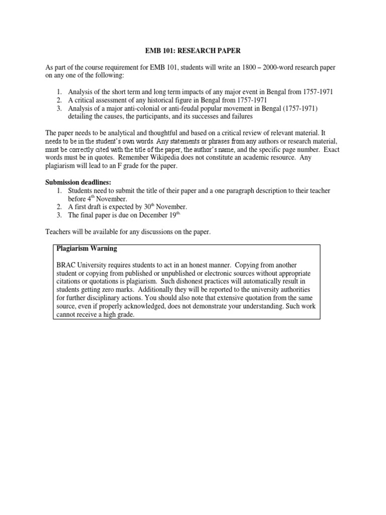 Emb 101: Research Paper: TH TH TH | PDF | History