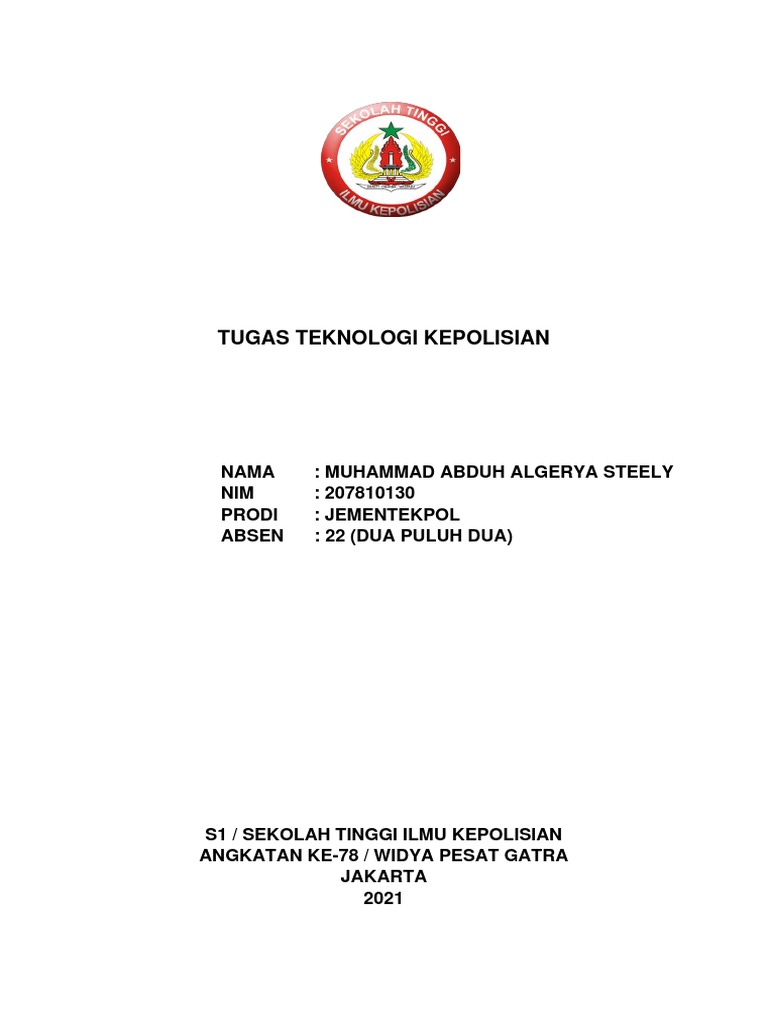 Tugas Teknologi Kepolisian STIK PTIK | PDF