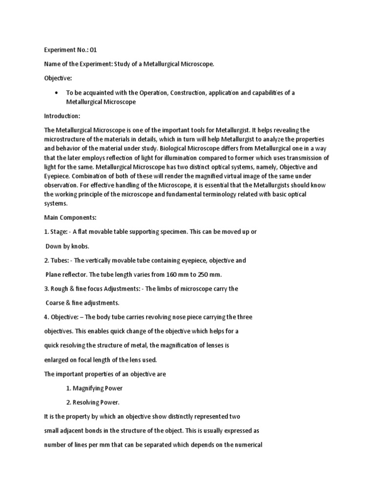 Metallurgical Microscope | PDF | Angular Resolution | Glass Applications