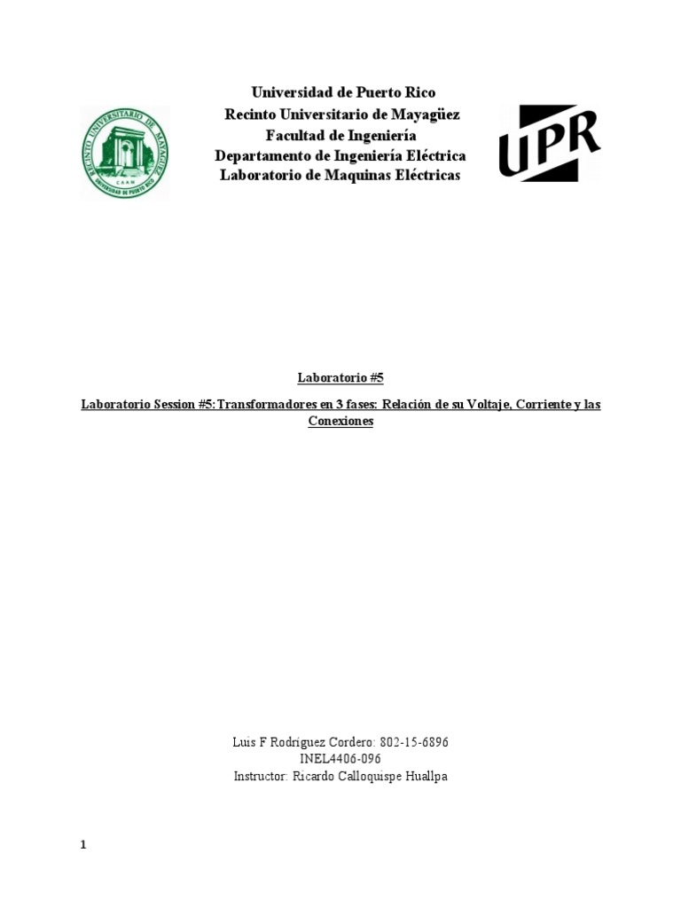 Informe 4 Laboratorio de Maquinas | PDF | Transformador | Energia electrica