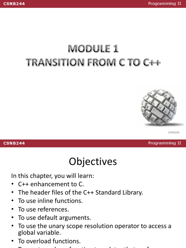 Module 1 - Transition From C To C++ | PDF | C++ | C (Programming Language)