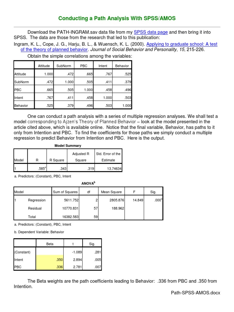 Conducting A Path Analysis With SPSS/AMOS | PDF | Regression Analysis | Errors And Residuals