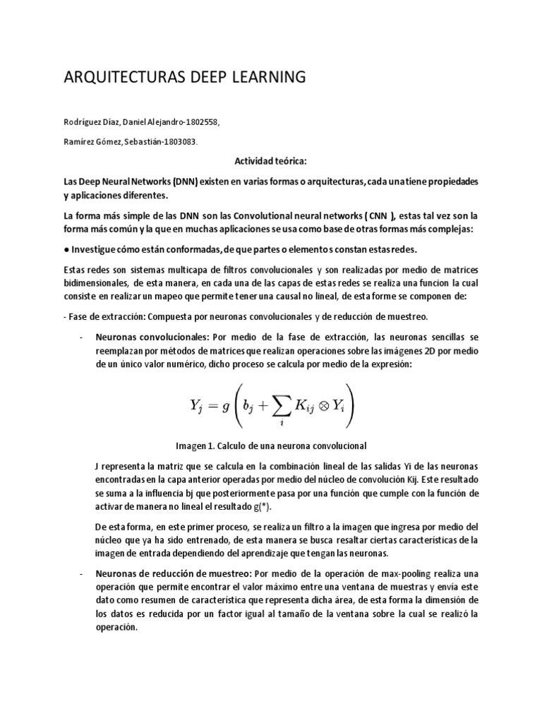 Arquitecturas Deep Learning PDF | PDF | Red neuronal artificial ...