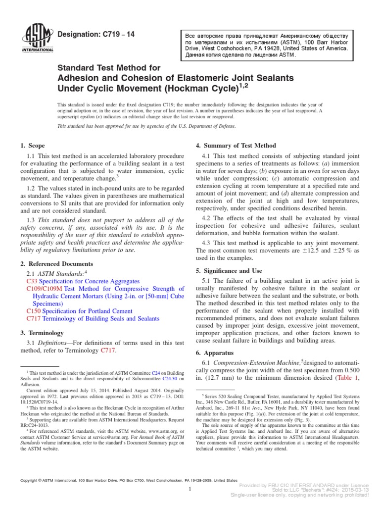 Astm C 719-14 | PDF | Mortar (Masonry) | Concrete