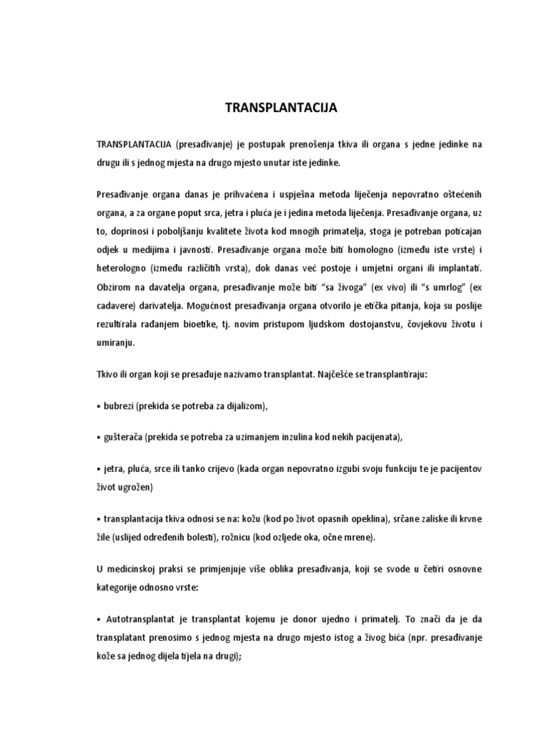 TRANSPLANTACIJA | PDF