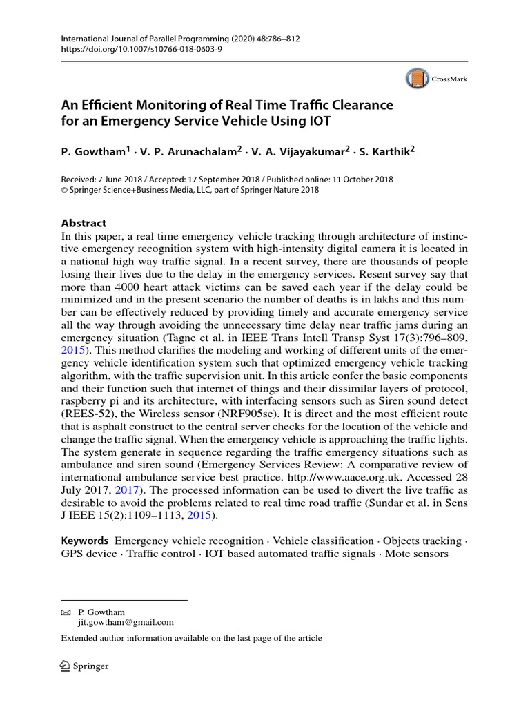 An Efficient Monitoring of Real Time Traffic Clearance For An Emergency ...