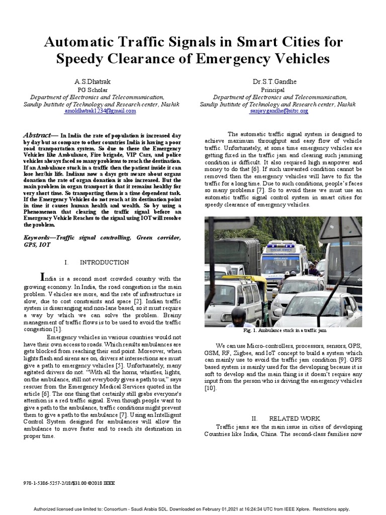 Automatic Traffic Signals in Smart Cities | PDF | Traffic | Global ...