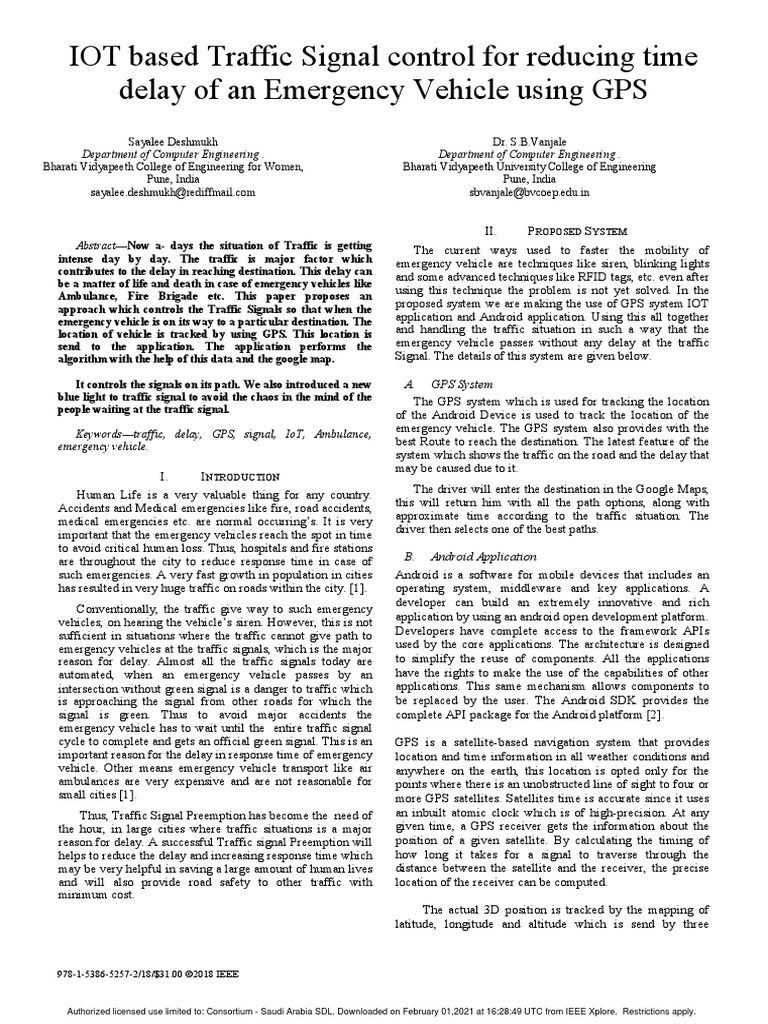 IOT Based Traffic Signal Control For Reducing Time | PDF | Raspberry Pi ...