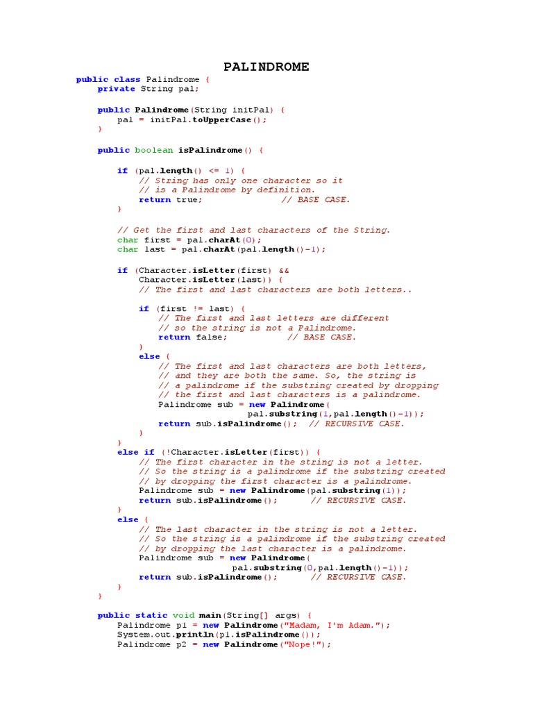 Java Palindrome Checker Guide | PDF | Computing And Information ...