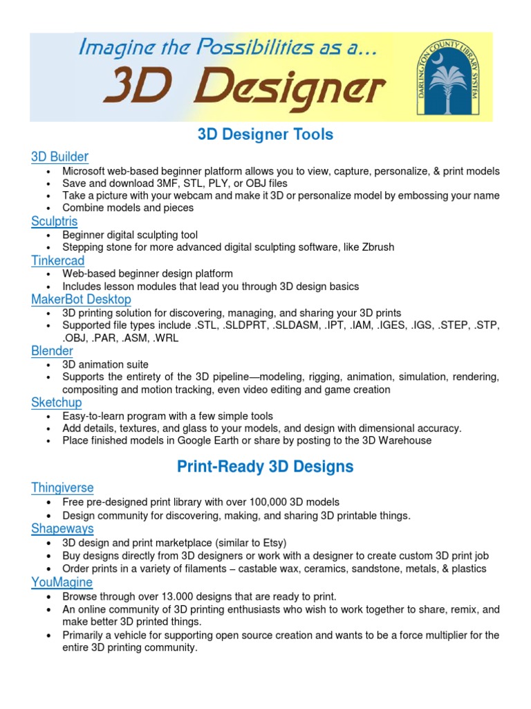 3d Designer Handout 6 2019 | PDF | 3 D Printing | 3 D Computer Graphics
