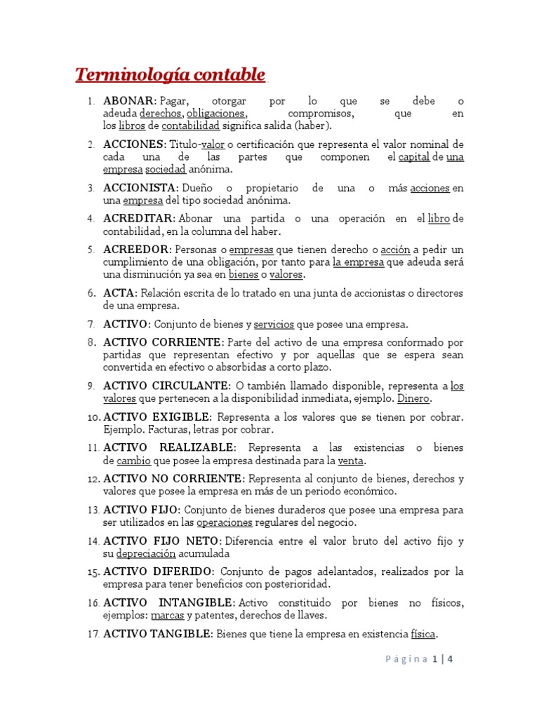 Terminología Contable | PDF | Empresas | Contabilidad
