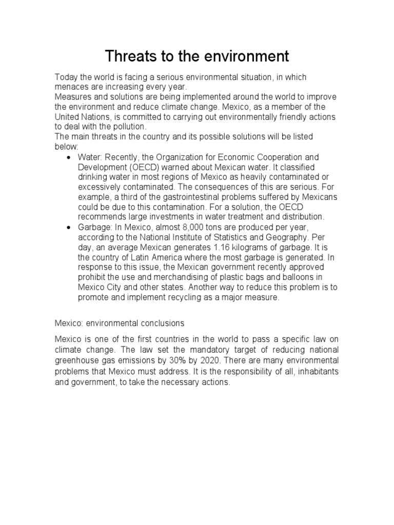 Threats To The Environment | PDF