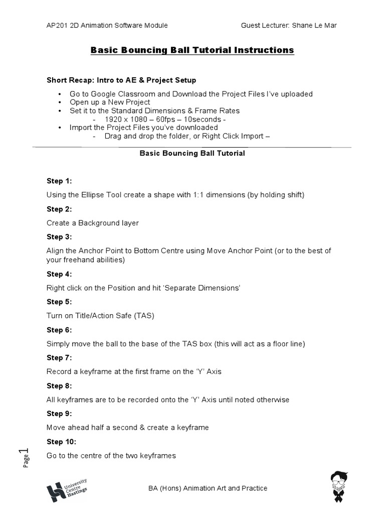 (Student Sheet) Basic Bouncing Ball Tutorial Instructions | PDF ...