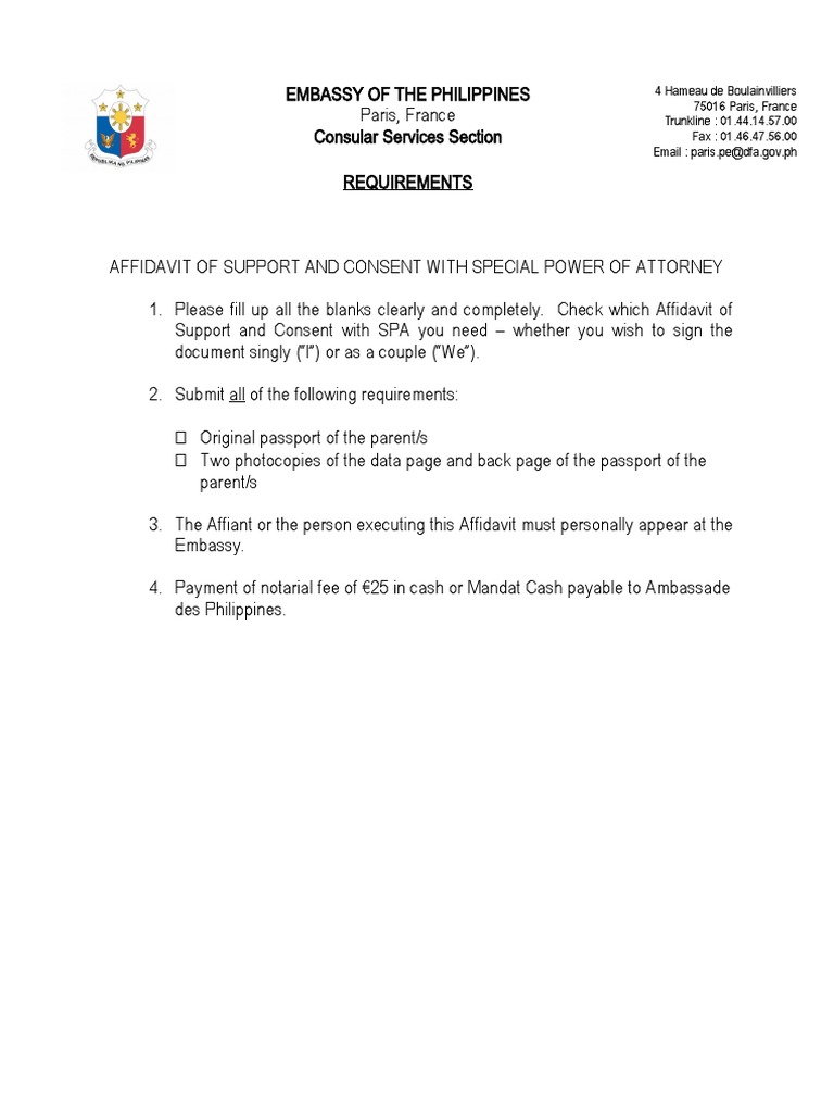 Affidavit of Support and Consent With Spa | Download Free PDF | Affidavit | Government And ...