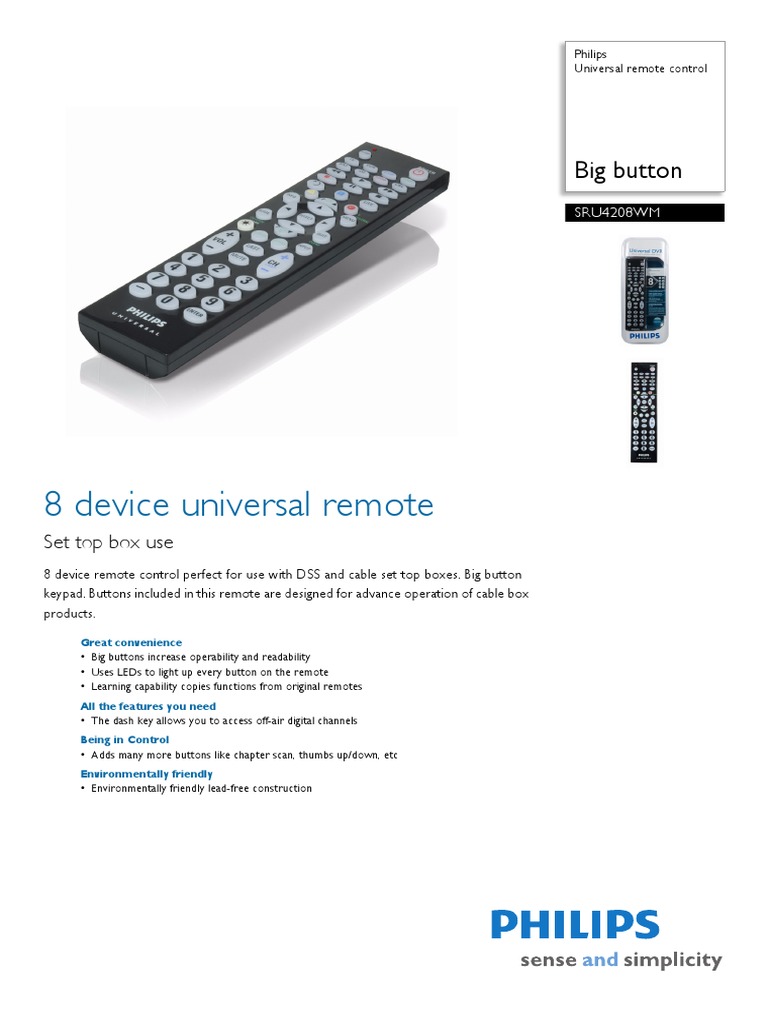 8 Device Universal Remote: Big Button | PDF | Remote Control ...