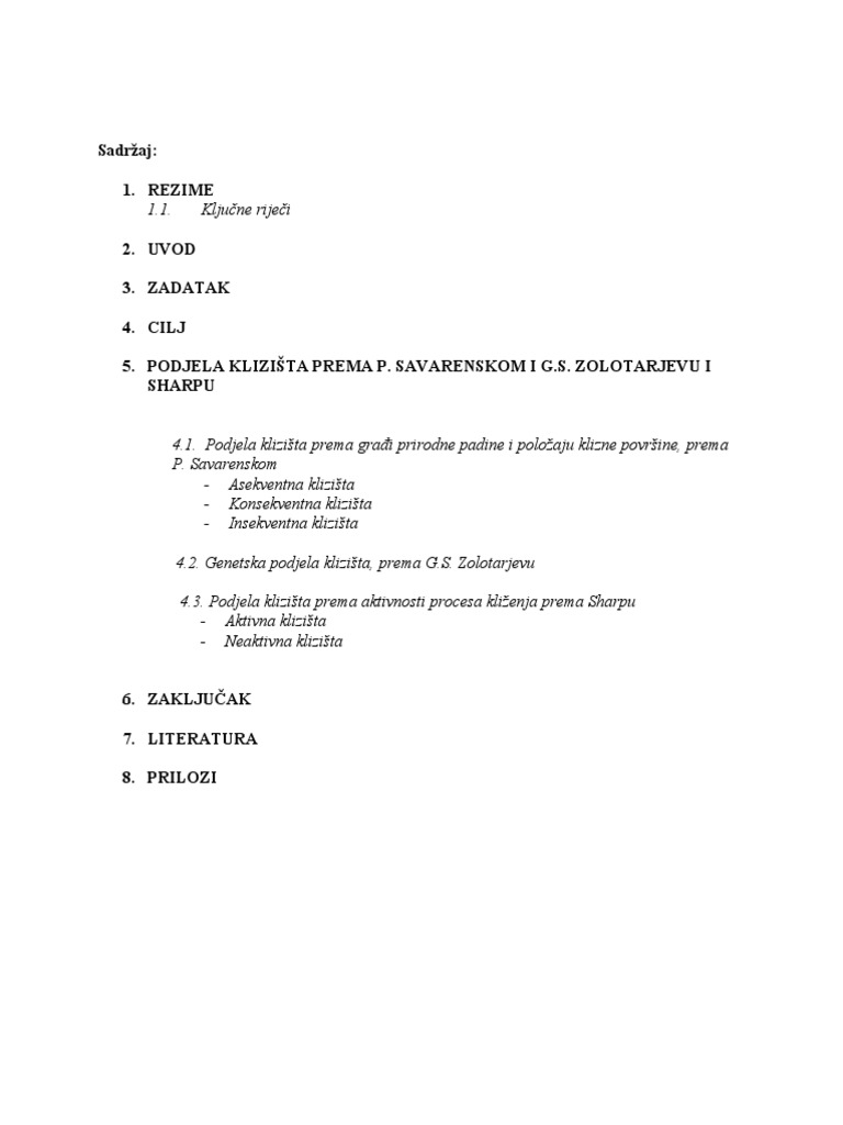 Podjela Klizista | PDF