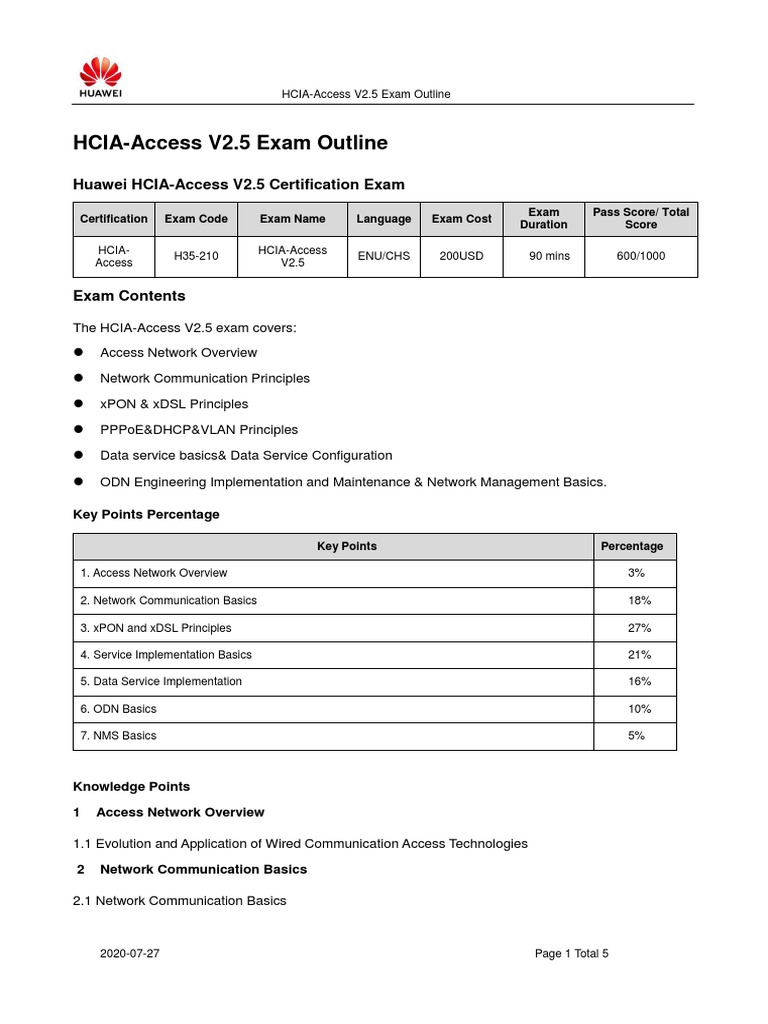 Overview of the HCIA-Access V2.5 Certification Exam: Key Topics, Knowledge Points, and Pass ...