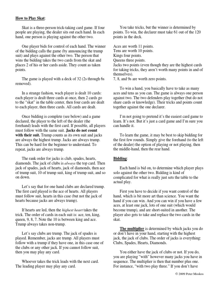 Skat Cards Rules en | PDF | Trick Taking Card Games | Games Of Mental Skill