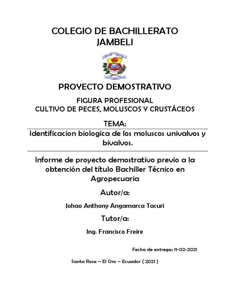Identificación Biológica de Los Moluscos Univalvos y Bivalvos. | PDF ...