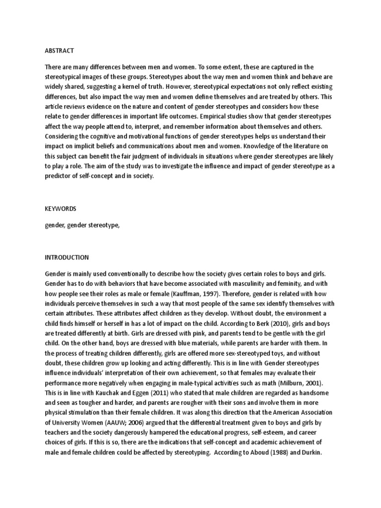 Gender Stereotype | PDF | Stereotypes | Gender Role