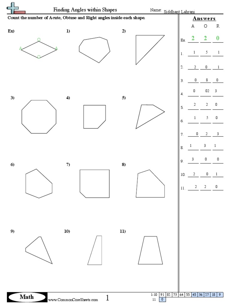 Finding Angles Within Shapes: A O A O | PDF | Elementary Mathematics ...