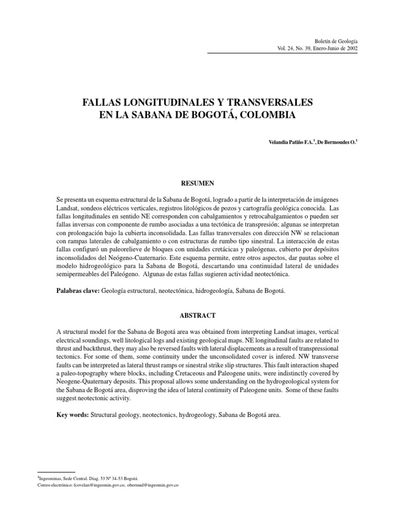 Fallas Longitudinales y Transversales en La Sabana de Bogotá, Colombia ...