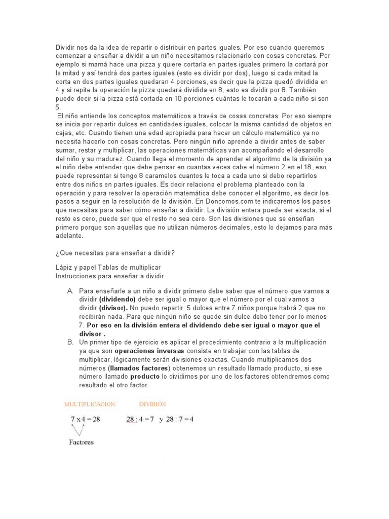 Dividir Nos Da La Idea de Repartir o Distribuir en Partes Iguales | PDF ...