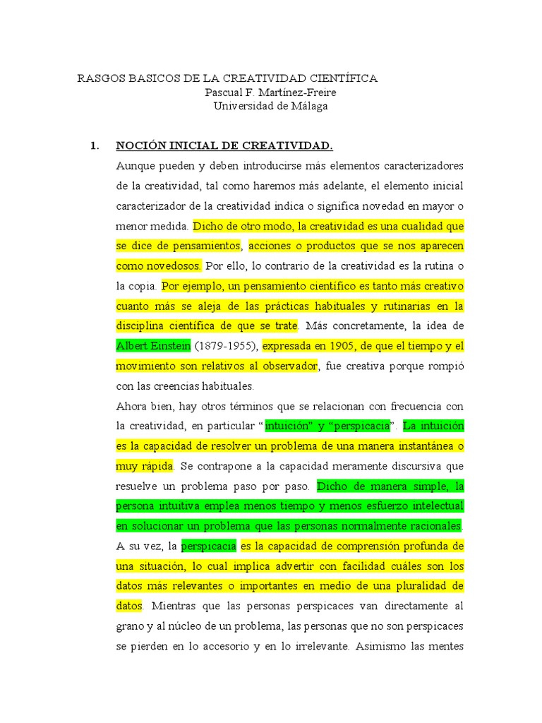 RASGOS BASICOS DE LA CREATIVIDAD CIENTÍFICA | PDF | Paradigma | Creatividad