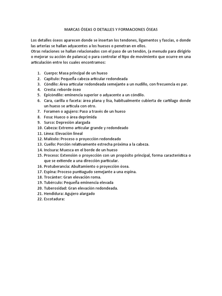 Marcas Óseas o Detalles y Formaciones Óseas | PDF