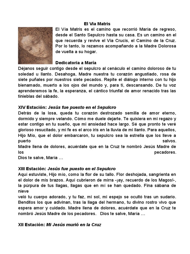 El Via Matris | PDF | Estaciones de la Cruz | María, madre de Jesús