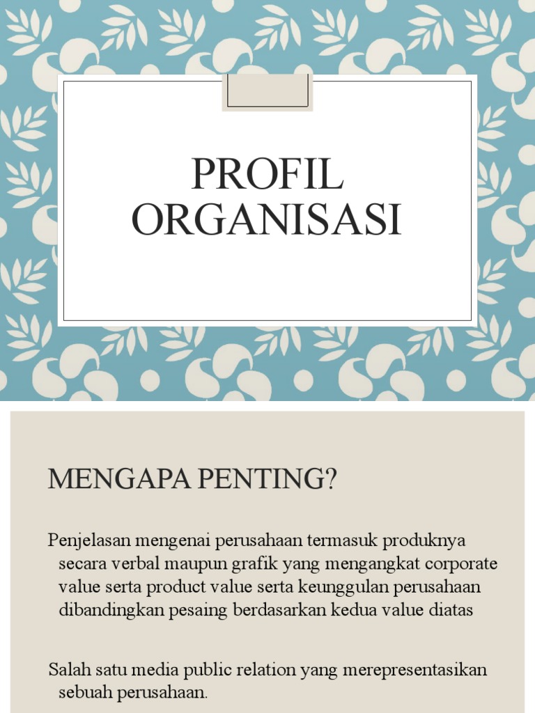 3.9 Penyusunan Profil Organisasi | PDF