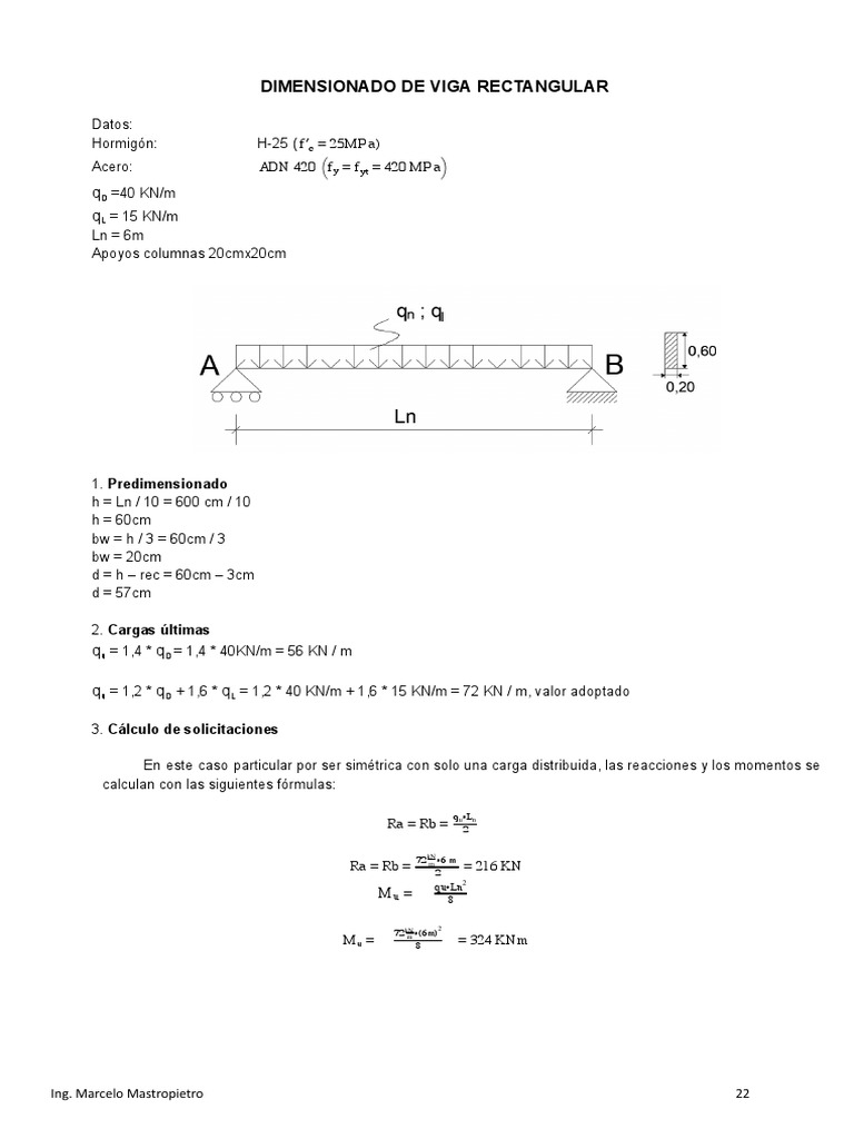 Diseño de Viga Rectangular | PDF | Ingeniería estructural | Materiales ...
