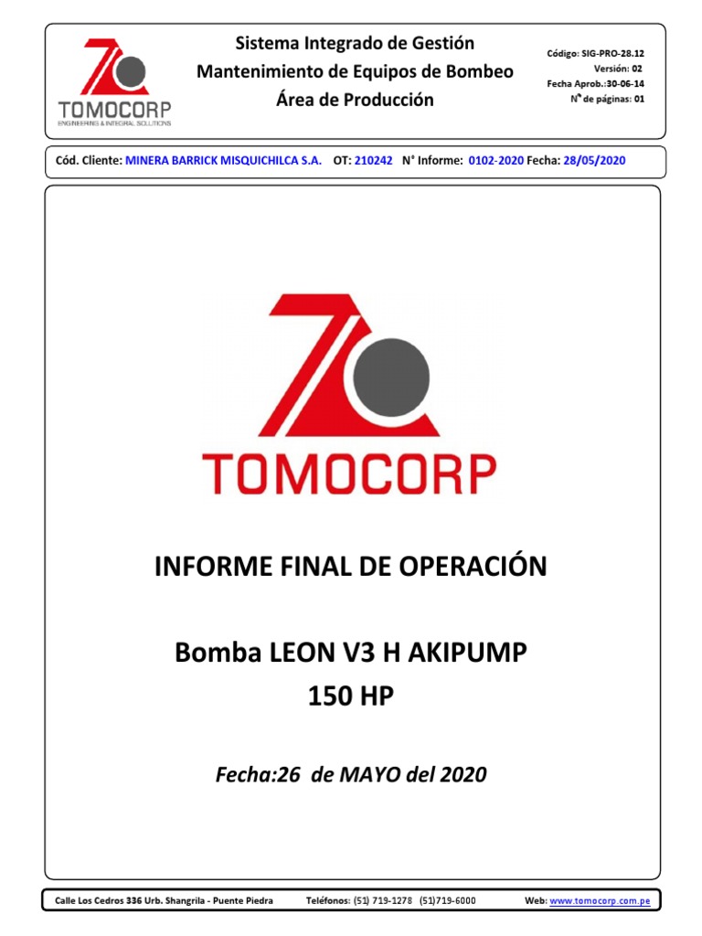 Informe Final #0102-2020 - Minera Barricl Misquichilca S.A. - Bomba Leon H-V3 - Placa C-574 (28. ...