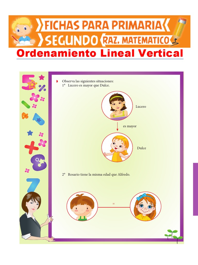 Ordenamiento Lineal Vertical para Segundo de Primaria | PDF