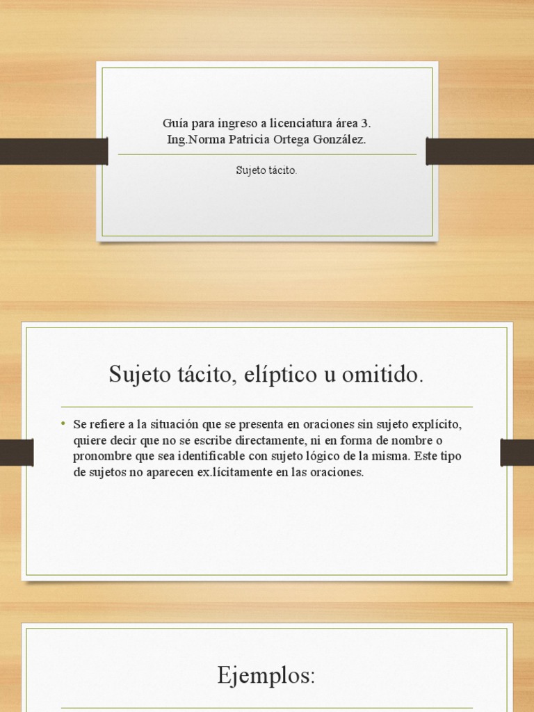 Definición y ejemplos de sujeto tácito | PDF