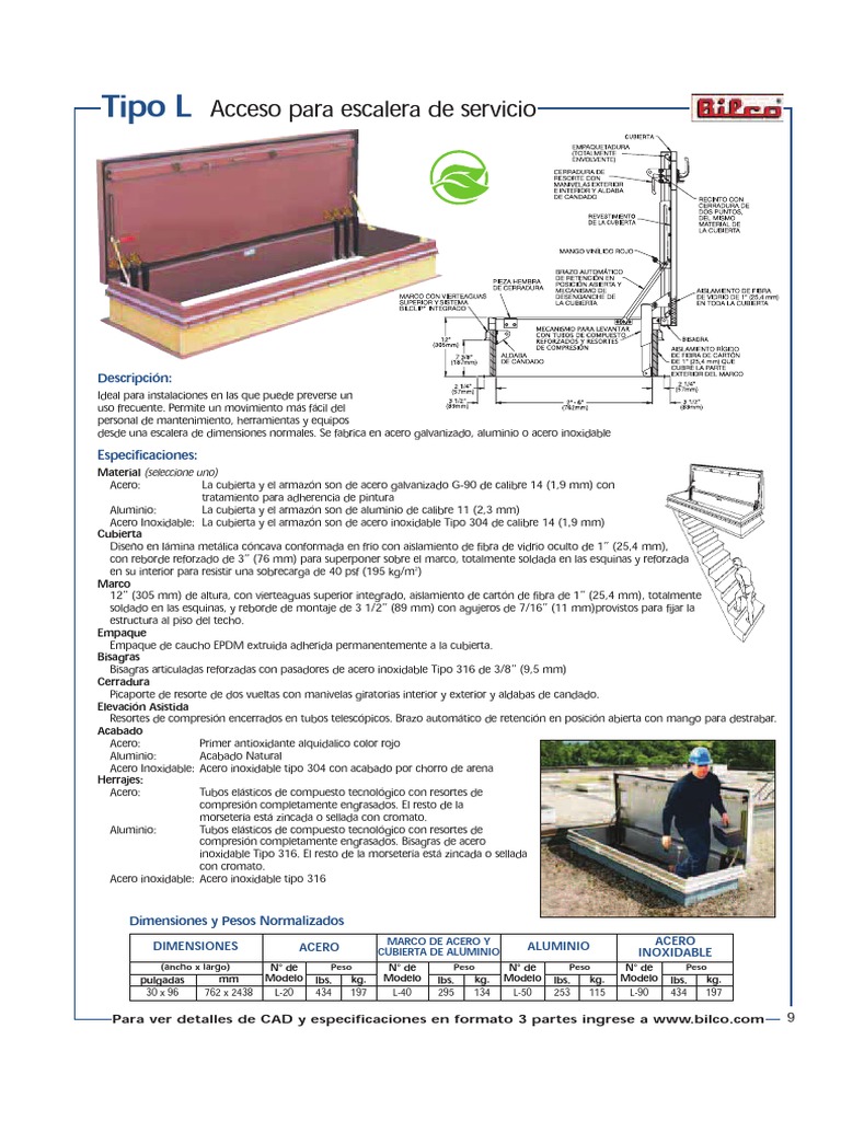 HTTPSWWW - Escotillas Bilco - com.MxpdftechoTipo20L PDF | PDF | Acero ...