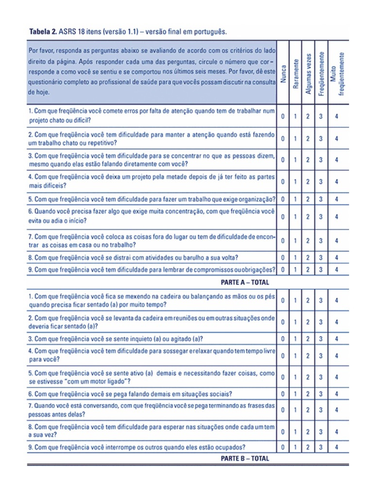 Asrs 18 Tdah Adulto | PDF