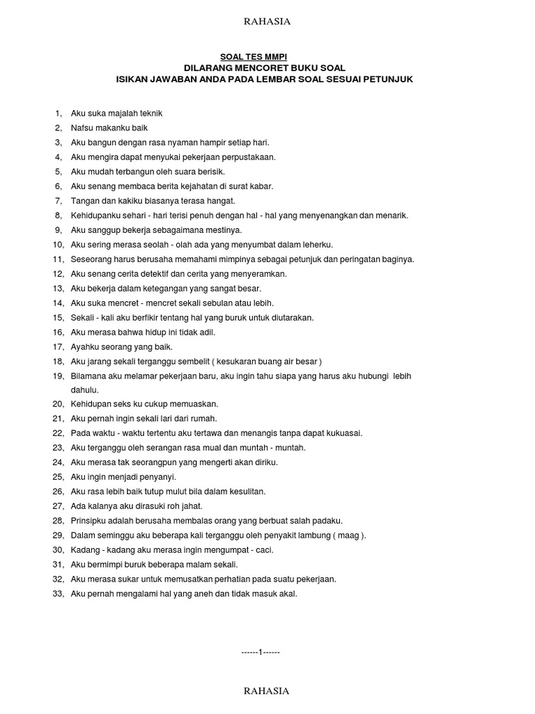 Bonus Soal Mmpi | PDF