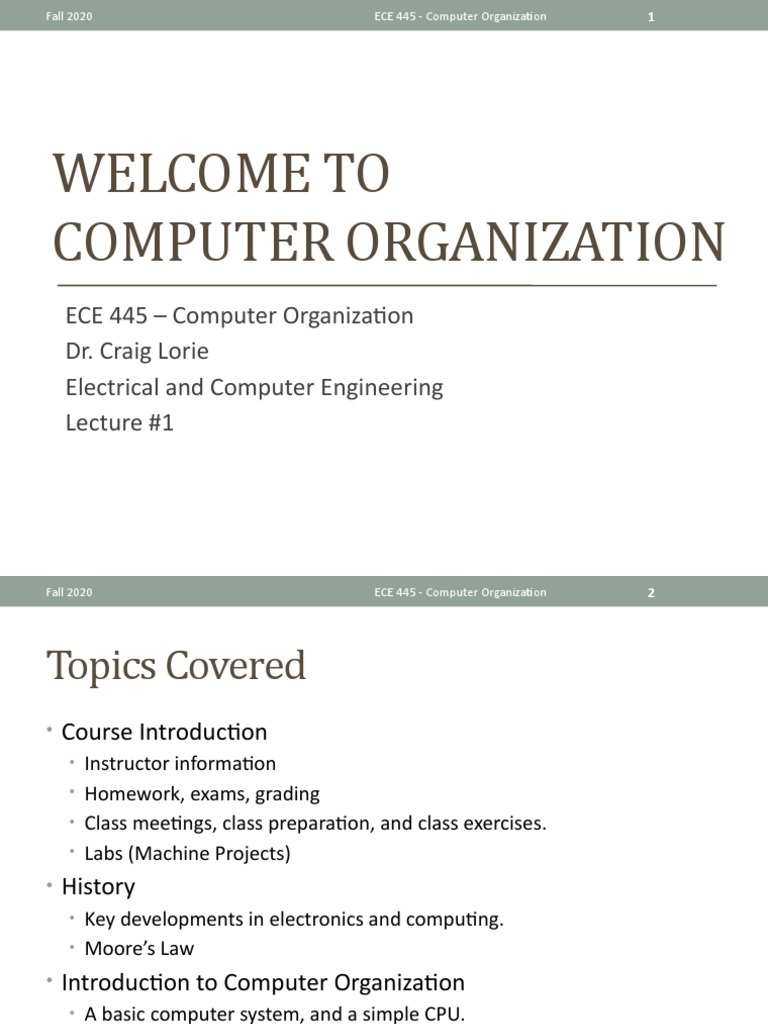 ECE 445 Computer Organization Course Overview | PDF | Central ...