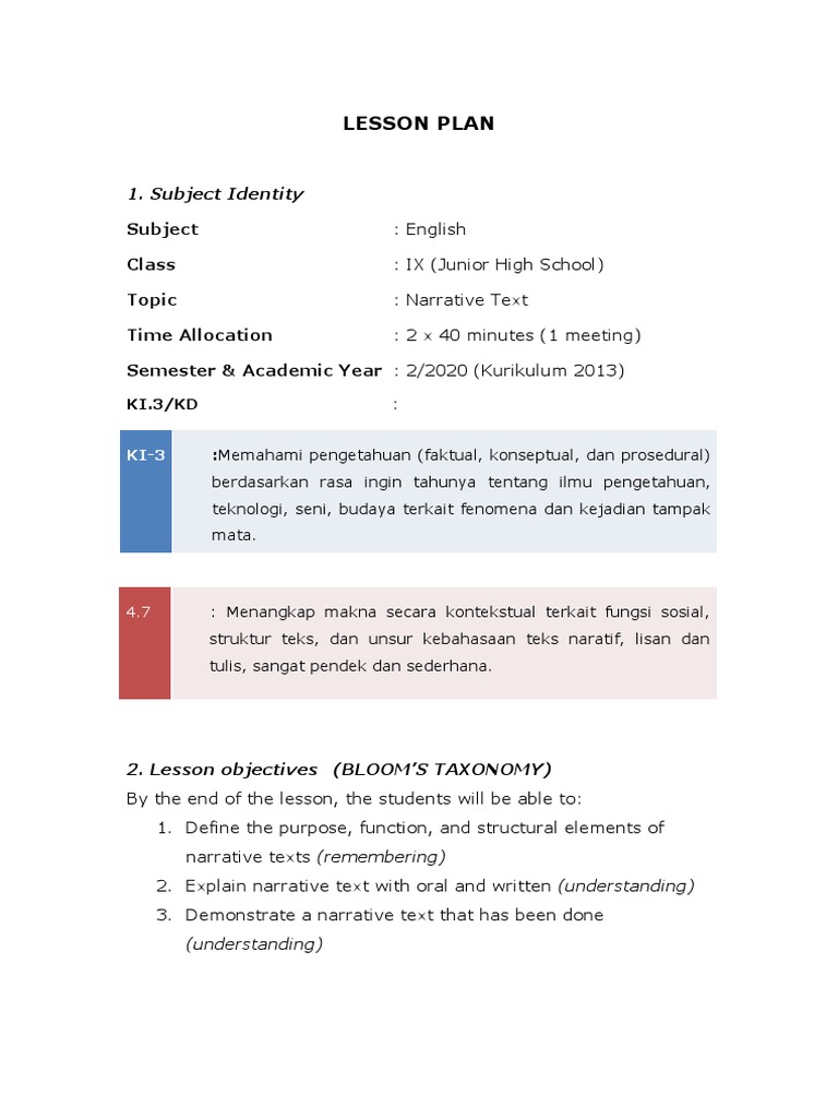 Developing Narrative Skills: A Lesson Plan for Teaching Junior High ...