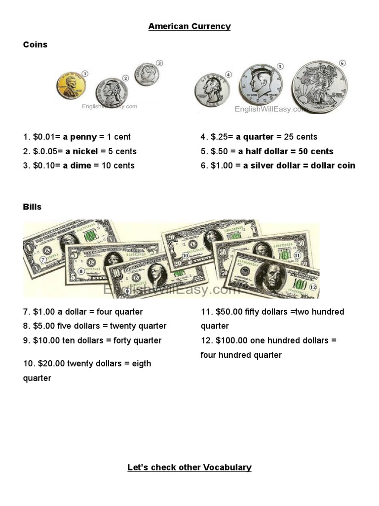 American Currency-Worksheet and Practice | PDF | Pound Sterling ...