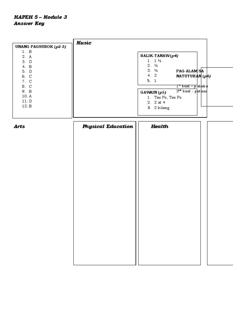 MAPEH 5 - Module 3 - Answer Key | PDF