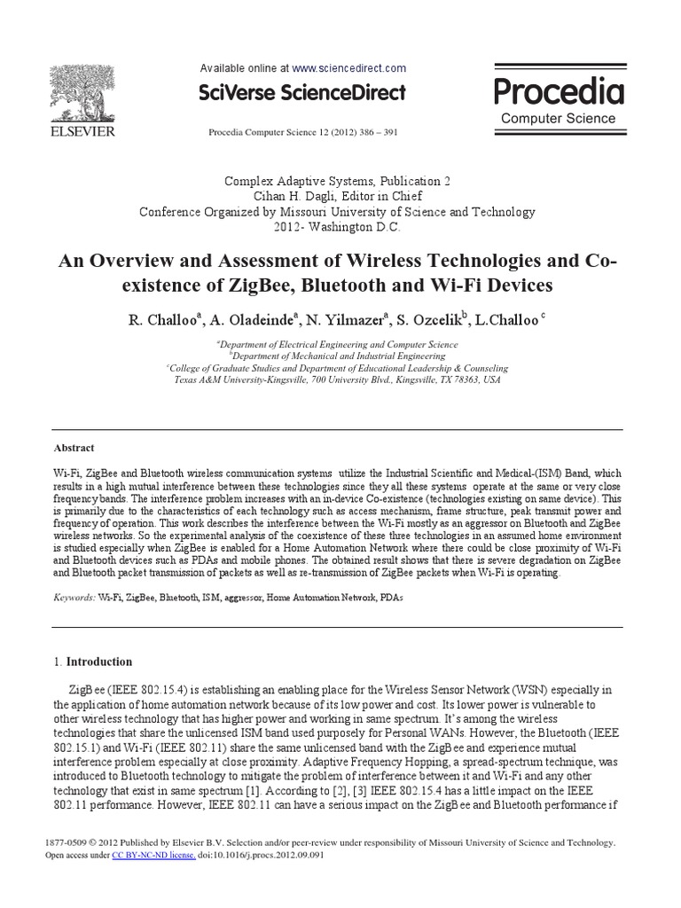 An Overview and Assessment of Wireless Technologies and Coexistence of ...