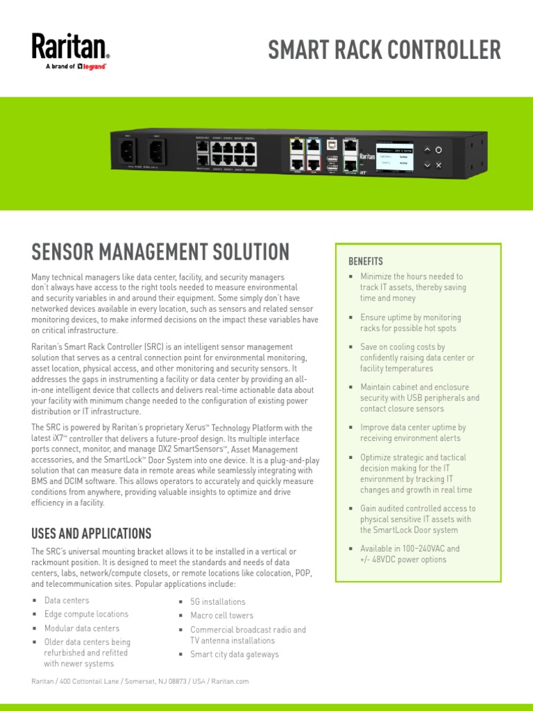 Raritan Smart Rack Controller Datasheet | PDF | Data Center | Access ...