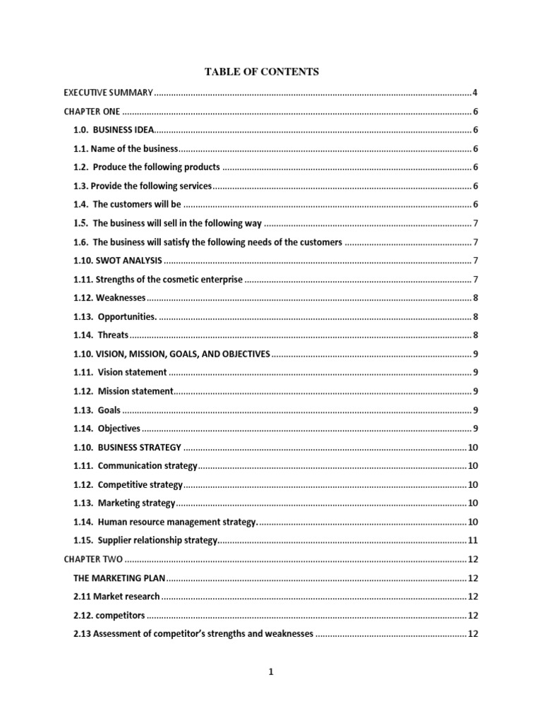 Sample Business Plan For Cosmetics Busin | PDF | Retail | Marketing ...