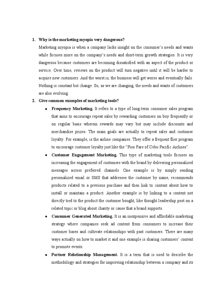 Checkpoint Questions 1 | PDF | Customer | Marketing